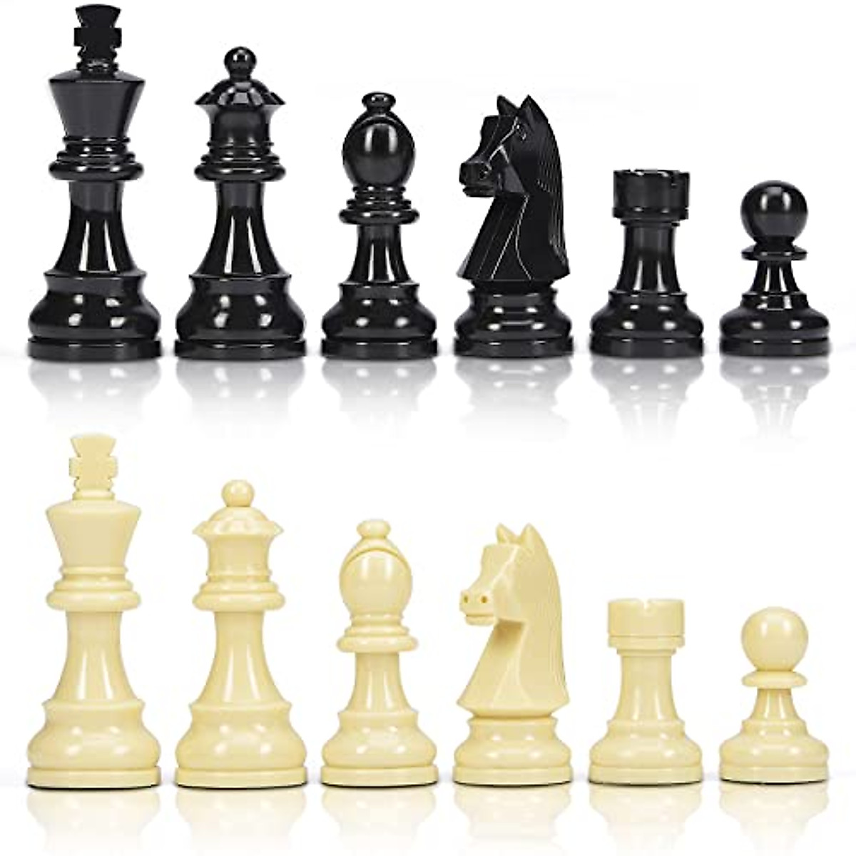 AMEROUS Upgraded Weighted Chess Pieces with 3.0 Inch King / Extra Bonus Folding Portable 15 inch Chess Board / 2 Extra Queens / 2 Storage Bag for Chessmen / Chess Board Game for Beginner