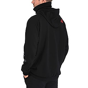 LRD Fleece Hoodie with Mask for Men Built in Gaiter Tactical Fishing Sweatshirt Black - L