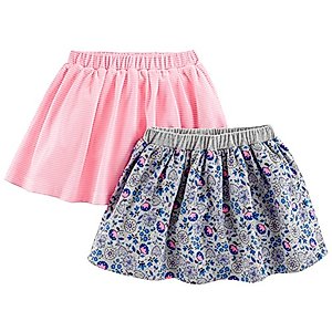 Simple Joys by Carter's Baby Girls' 2-Pack Knit Scooters, Grey Floral/Pink Stripe, 5T