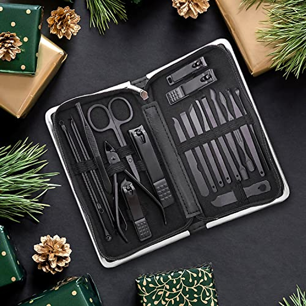 Manicure Set, 21 in 1 Manicure Kit Pedicure Kit Professional Nail Clipper Set Nail Kit For Women Men - Black
