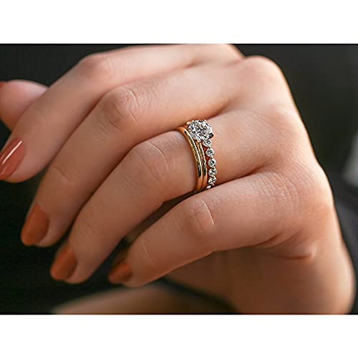 1 Carat IGI Round Floating Tulip Solitaire Bridal Set - 7.0 / yellow-gold / DE