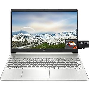 HP 15.6" Laptop, AMD Ryzen 3 5300U Processor, 16GB RAM, 512GB SSD, AMD Radeon Graphics, Webcam, Numeric Keypad, Wi-Fi, Bluetooth, Alpacatec Accessories, Windows 11 Home, Silver