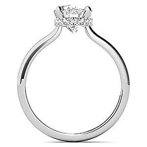 10K Solid White Gold Handmade Engagement Rings, 2 CT Oval Cut Moissanite Diamond Solitaire Bridal/Wedding Rings for Women/Her, Minimalist Ring Anniversary Ring For Gifts (5)