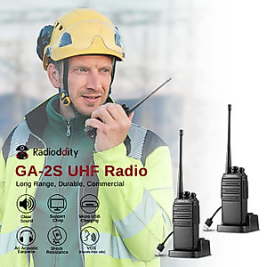 16 Pack Radioddity GA-2S Long Range Walkie Talkies for Adults UHF Two Way Radio Rechargeable with Micro USB Charging + Radioddity PC002 USB Programming Cable Plug and Play