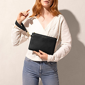 KATIE LOXTON Zana Womens Medium Vegan Leather Clutch Purse Wristlet Pouch Black