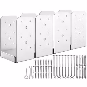 HomiShare 4"x 4" Post Base, 4Pcs Stainless Steel Post Anchor (Inner Size:3.74 x 3.15"), Adjustable Post Bracket Fits for 4"x4" Wood Post, Post Base for Rough Size Lumber (4"x4", 4Pcs)