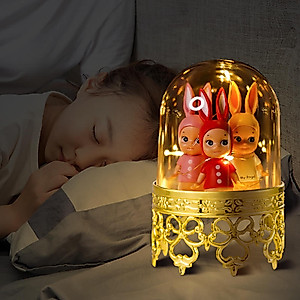 12 Pack Cake Plate Stand with Dome Cover (Gold), Mini Cloche Display, Display Cakes, Figurines (12 Gold)