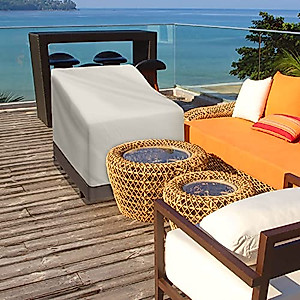 Patio Furniture Covers Waterproof for Chairs, 100% Outdoor Waterproof Durable Patio Outdoor Chair Cover, Lawn Sofa Cover with Handle for Patio Furniture, Beige & Brown (32W x 34D x 36H)