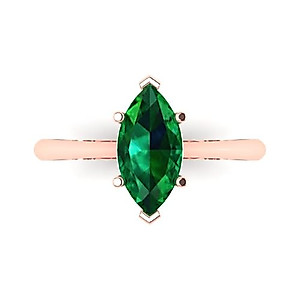 Clara Pucci 1.50 ct Marquise Cut Solitaire Simulated Emerald Engagement Wedding Bridal Promise Anniversary Ring 18K Rose Gold Size 10.5