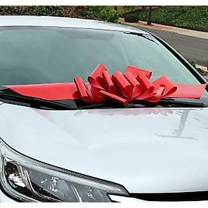 Big Red Car Bow Ribbon - 25" Wide, Fully Assembled Large Gift Decoration, Valentine's Day, Christmas, Large Gift Bow, Birthday, Anniversary, School Dance, Fundraiser