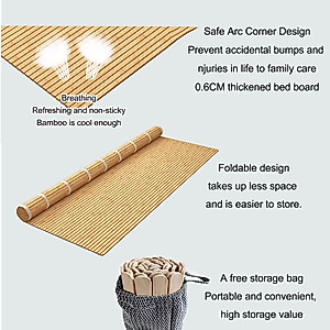 Foldable Bamboo Bed Mat,Summer Sleeping Pad Lumbar Protector Pad,Folding Tatami Floor Mat,Harden Spine Guard Bamboo Ranked Skeleton Bed Pad, Japanese Bamboo wood Roll-Type Slatted Bed, 70*150cm
