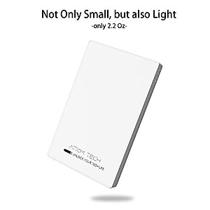 Attom Tech USB Output Super Slim Power Bank Ultra Thin 3000mAh Portable Charger, Micro USB and USB-C Dual Input Ports Mini External Phone Battery Pack Small Emergency Phone Power Backup (White)