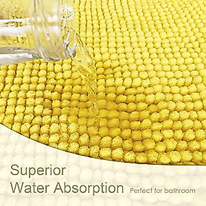 Bathroom Rugs and Mats Sets Yellow 2 Piece Non Slip Super Absorbent Water Bath Floor Rugs,Ultra Soft and Quick Dry Shower Chenille Mats for Bathroom Floor,Tub,Toilet,20x32+16x24 Inch