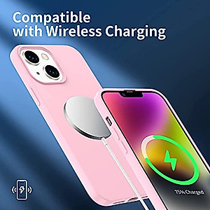 Amytor Designed for iPhone 14 Case, Silicone Ultra Slim Shockproof Phone Case with Soft Anti-Scratch Microfiber Lining, [Enhanced Camera Protection] 6.1 inch (Pink)