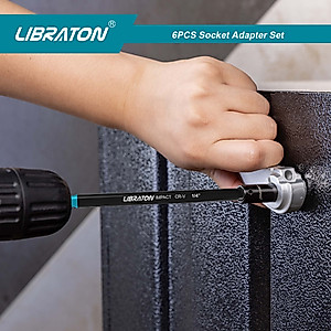 Libraton Impact Grade Socket Adapter Set, 3" & 6", Drill Socket Adapter, Impact Socket Adapter, Socket Driver Adapter, Drill Socket Adapter Extension, with Storage Bag