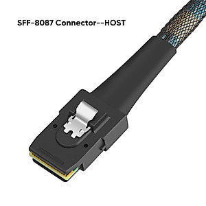 CableCreation Mini SAS Cable with SATA Power, Internal Mini SAS 36 Pin to 4 x 29 Pin Cord with SATA Power, SFF-8087 to SFF-8482 Cable, 3.3 FT