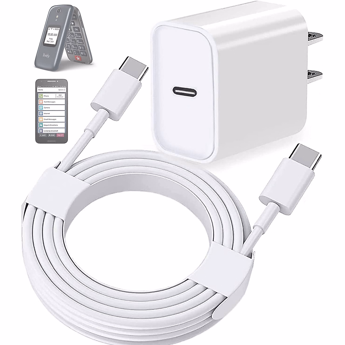 LiliBin USB C Wall AC Charger Adapter Cable Compatible with New Beats Flex and Beats Studio Buds Wireless Earbuds USB C Charger Cord White 5FT