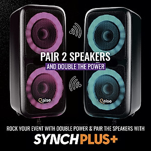 QAISE Portable Bluetooth Speaker & Karaoke Machine - Portable PA System with Wireless Mic, Professional Dual 10” Subwoofer with Lights, 7h Play time, 5000 Watts Peak Power - SonicBoomer X-BASS