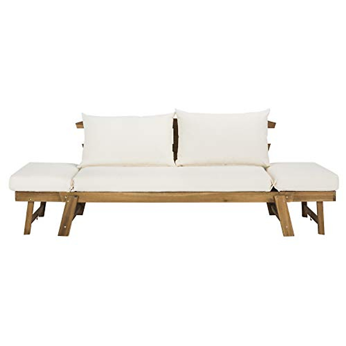 Safavieh PAT6745B Outdoor Collection Tandra Teak Modern Contemporary Daybed Day Bed, Natural/Beige