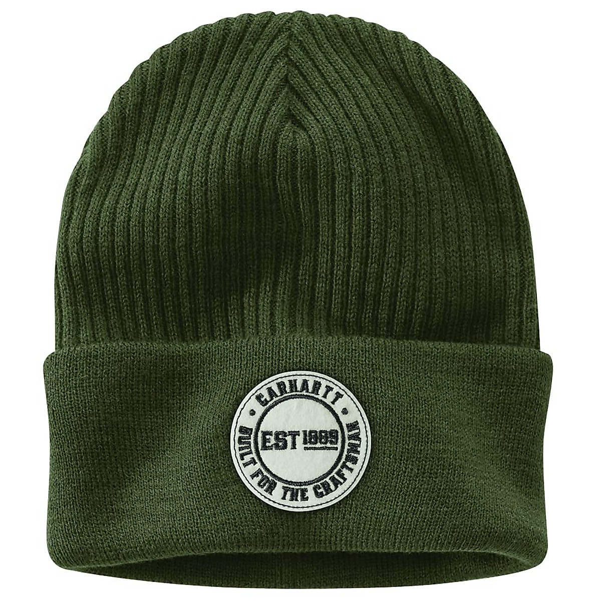 Carhartt Men's Knit Cuffed Craftsman Patch Beanie, Basil, OFA