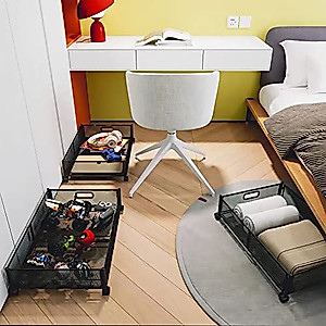 MSUIINT Under Bed Storage, Under the Bed Storage Containers with Wheels, Under Bed Storage Organizer Drawer, Tool-free Assembly Metal Underbed Storage Locker for Bedroom Clothes Shoes Blankets, White