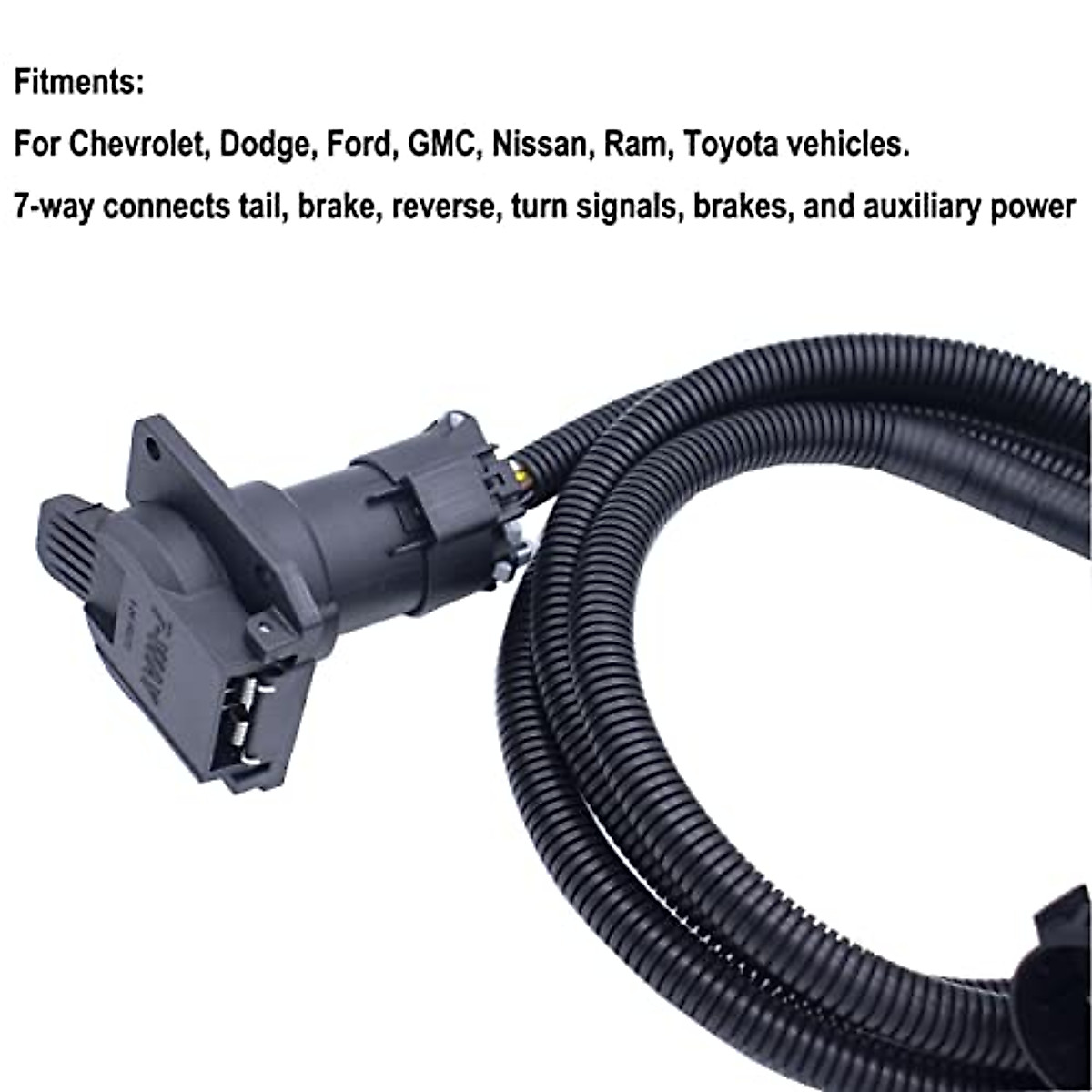 MOCW 7-Foot 7-Pin Vehicle Trailer Wiring Harness Extension Truck Bed Extension for 5th Wheel & Gooseneck Trailers for Chevrolet, Dodge, Ford, GMC,Nissan, Ram Toyota