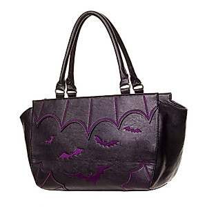 Lost Queen Women's Bats Handbag Dark Gothic Purse Alternative Shoulder Bag (Purple)