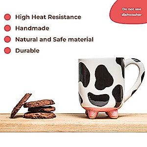 Cow Coffee Mug Stuff 15oz Ceramic Cup - Cow Utter Udder Coffee Mug - Cow Drinking Kitchen Cups - Weird Milk Cow Udder Shaped Coffee Mug with Udders for Women - Taza de Vaca Cow Items Lover Gifts
