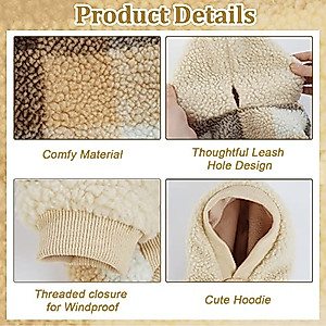 Duojoy Fleece Dog Hoodie Sweater, Coffee Buffalo Plaid Warm Dog Winter Clothes, Pullover Fuzzy Dog Clothes for Small Medium Dogs, Doggie Sweater Sweatshirt with Pockets-S