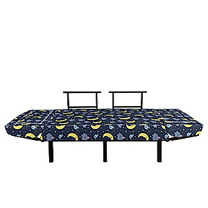 Lunarable Sky Futon Couch, Night Theme with Crescent Moon Sleepy Clouds and Stars Bedtime Bird Characters, Daybed with Metal Frame Upholstered Sofa for Living Dorm, Loveseat, Multicolor