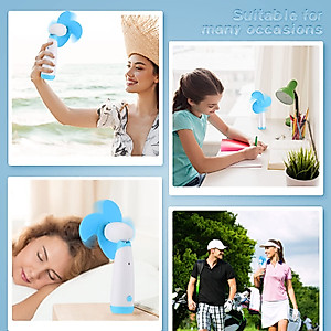 Riakrum 6 Packs Handheld Fan with Soft Foam Blades Quiet Personal Fan Mini Fan Battery Operated Tiny Fan Portable Fan for Travel Home Hiking Makeup (Blue)