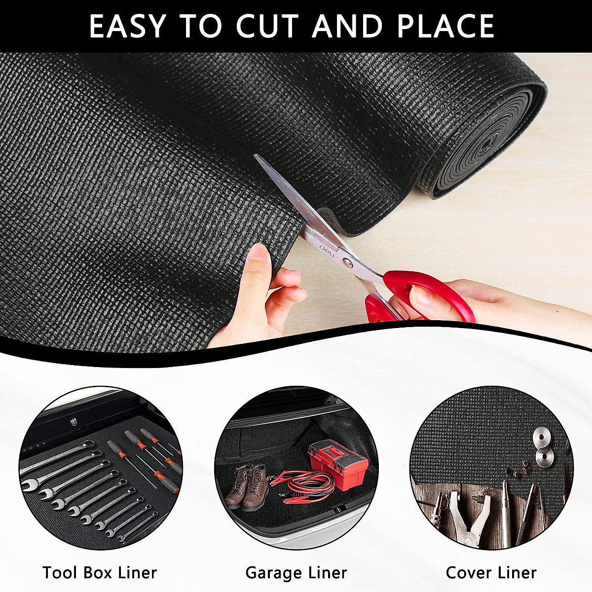 Foam Toolbox Liner Drawer Mat 1/8 Inch Thick X 24 Inch Wide X 24 Ft Long Black, No Slip for Protecting Cabinet, Garage, Cart, Tool Box