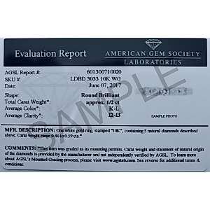 AGS Certified 1/2 Carat TW Five Stone Diamond Wedding Band in 10K White Gold