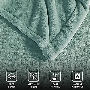 Beautyrest Plush Electric Blanket for Cold Weather, Fast Heating, Auto Shut Off, Virtually Zero EMF, Multi Heat Setting, UL Certified, Machine Washable, Aqua King (90 inx100 in)