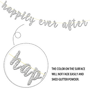 Silver Happily Ever After Banner,Wedding Sign,Engagement, Bridal Shower, Wedding, Bachelorette Party Decoration