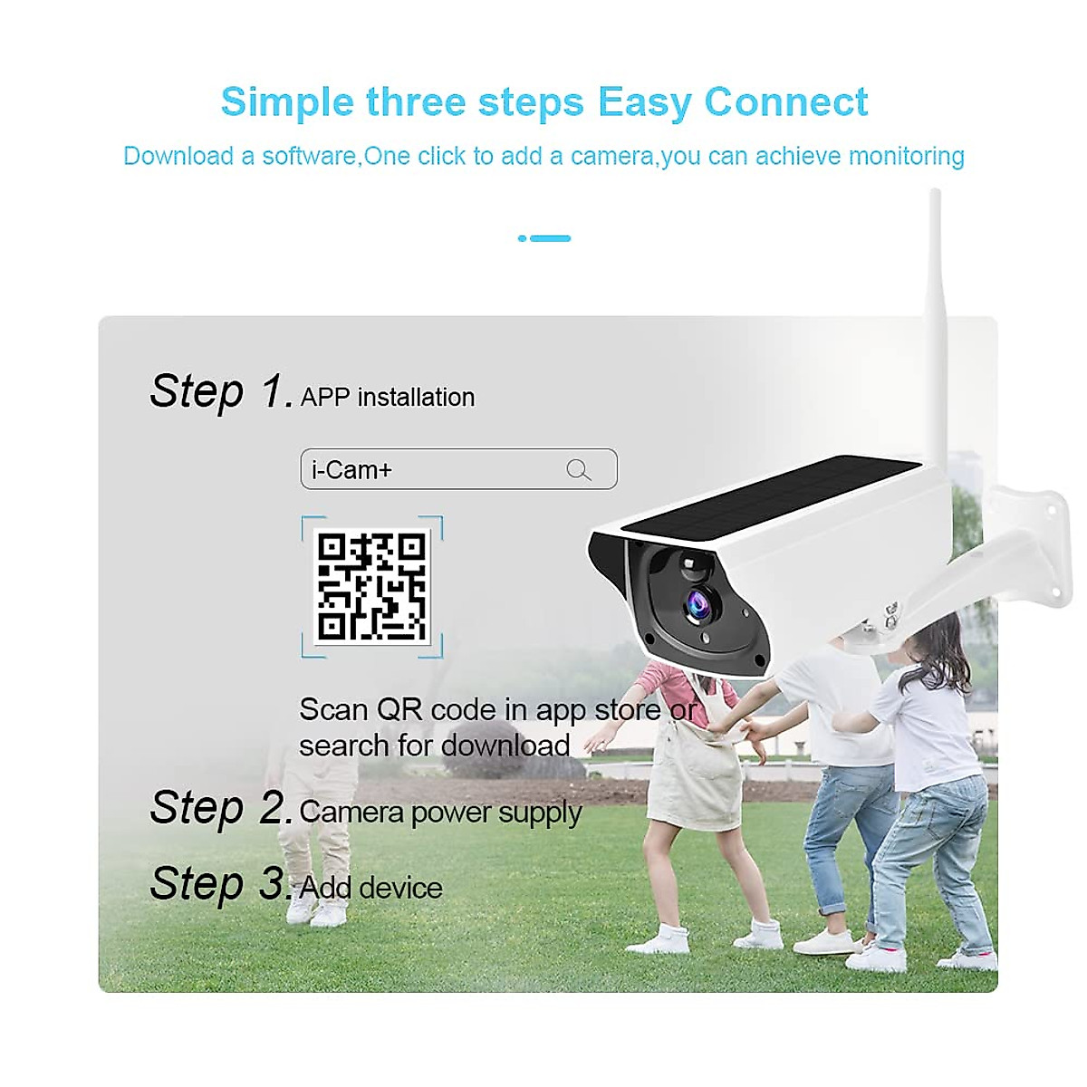 EKAT Security Camera Outdoor, Wireless Outdoor Cameras for Home Security, Solar Security Camera, 2.4Ghz WiFi, Motion Detection, Night Vision, IP66 Waterproof, Solar Charging