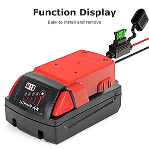 M18 Power Wheels Adapter for Milwaukee, 18V Battery Adapter Power Wheels Battery Conversion Kit with Fuse Holder and 3PCS 30Amp Fuses UIInosoo for DIY, RC Toys and Robotics, Red