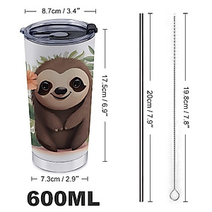 TKJMCSW Cute Cartoon Sloth Travel Mug 20 Oz Tumbler Travel Coffee Mug Insulated Coffee Mug Water Bottle Stainless Steel Insulated Tumblers Insulated Cup Tumbler Cup Coffee Mug with Lid