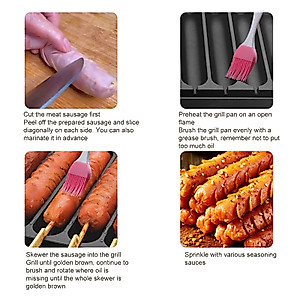 Cast Iron Sausage Pan, Thickened Aluminum Pre Seasoned Hot Dog Tray for Oven Stove Top