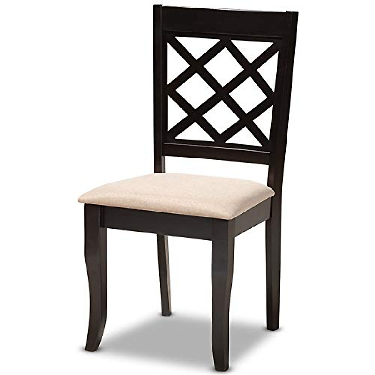 BOWERY HILL 17.9" Modern Oak Wood Dining Chair in Espresso/Beige (Set of 4)