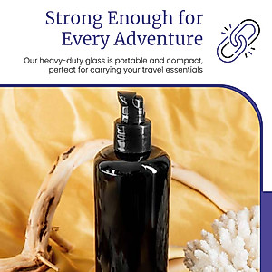 Infinity Jars Ultraviolet Glass Push Pump Bottle 200 Ml (6.8 fl oz) Refillable Containers for Lotion Homemade Cosmetics Make-up Skin Care Cream, Lotion, Shampoo, Conditioner Dispenser Bottles