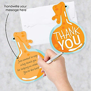 Big Dot of Happiness Scientist Lab - Shaped Thank You Cards - Baby Shower or Birthday Party Thank You Note Cards with Envelopes - Set of 12