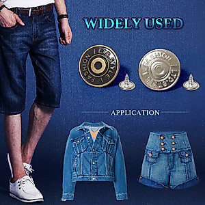 20 Sets Replacement Jean Buttons, 17mm Combo Copper Tack Buttons Replacement Kit with Rivets and Metal Base in Plastic Storage Box