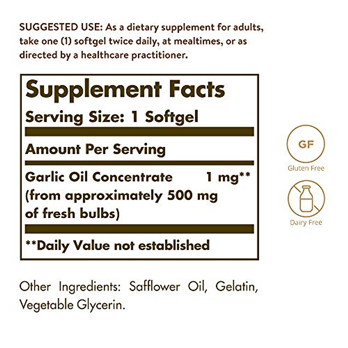 Solgar Garlic Oil Perles, 250 Softgels - Natural Cardiovascular Support - Garlic Oil Concentrate, Reduced Odor - Gluten Free, Dairy Free - 250 Servings