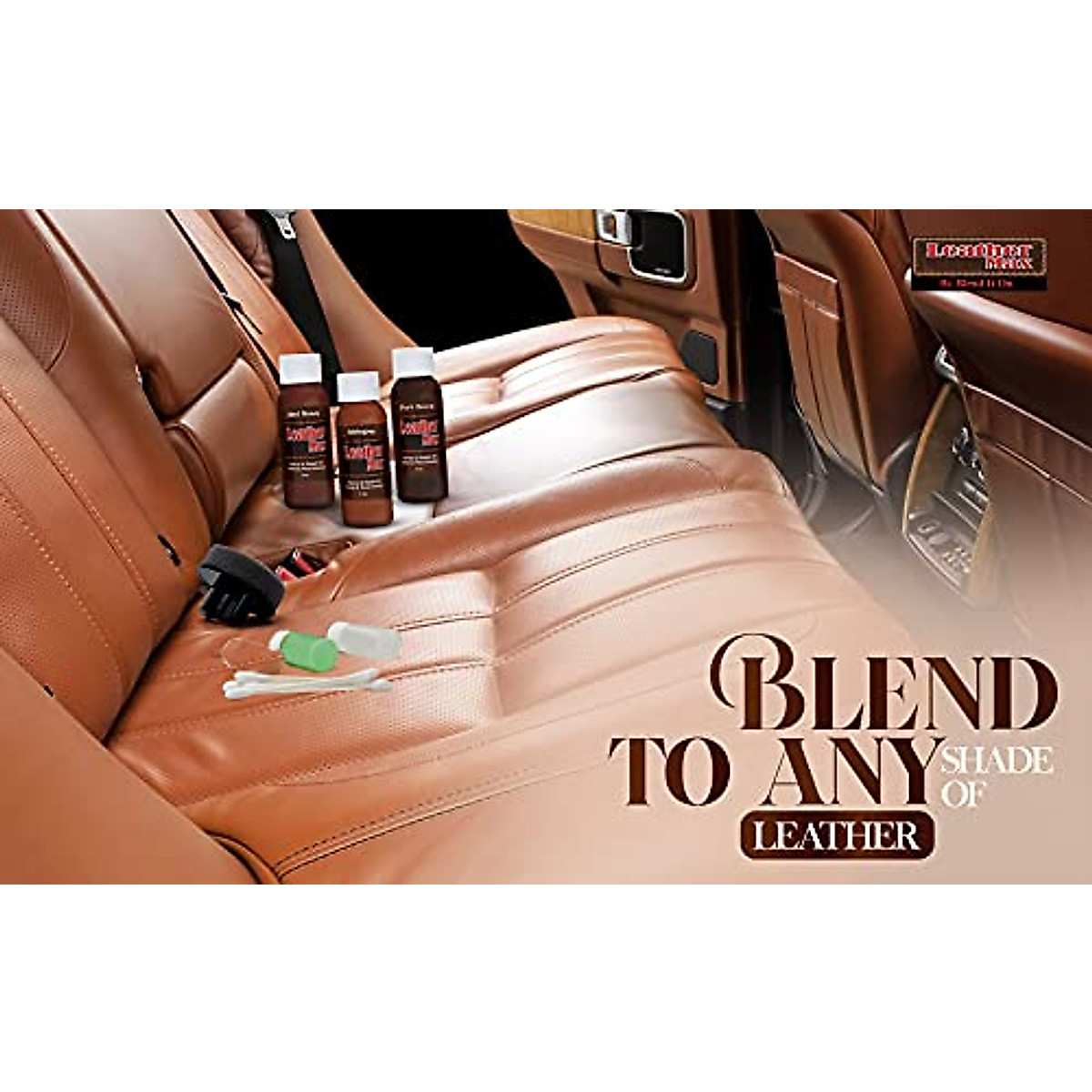 Leather Max Complete Leather Refinish, Restore, Recolor & Repair Kit/Now with 3 Color Shades to Blend with/Leather & Vinyl Refinish (Bold Brown)