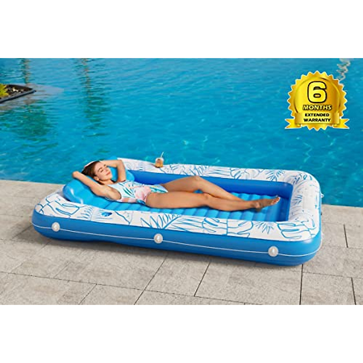 Inflatable Tanning Pool Lounger Float - Jasonwell 4 in 1 Sun Tan Tub Sunbathing Pool Lounge Raft Floatie Toys Water Filled Tanning Bed Mat Pad for Adult Blow Up Kiddie Pool Kids Ball Pit Pool (XL)