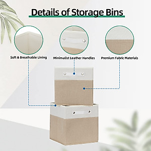 Bidtakay Cubes Baskets for Organizing 11 X 11 X 11 inch Collapsible Fabric Storage Boxes 4 Pack Stackable Beige Cube Storage Organizer Bins For Home Closet Shelves Office Bedroom Nursery Toy Storage