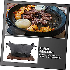 Happyyami 1 Set Grill Portable Grill Stand Hibachi Grill Outdoor Stove Burner Stove Charcoal Fire Stove Grilling Tools Camping Barbecue Stove Iron Grill Charcoal Grill Stove Cast Iron Black
