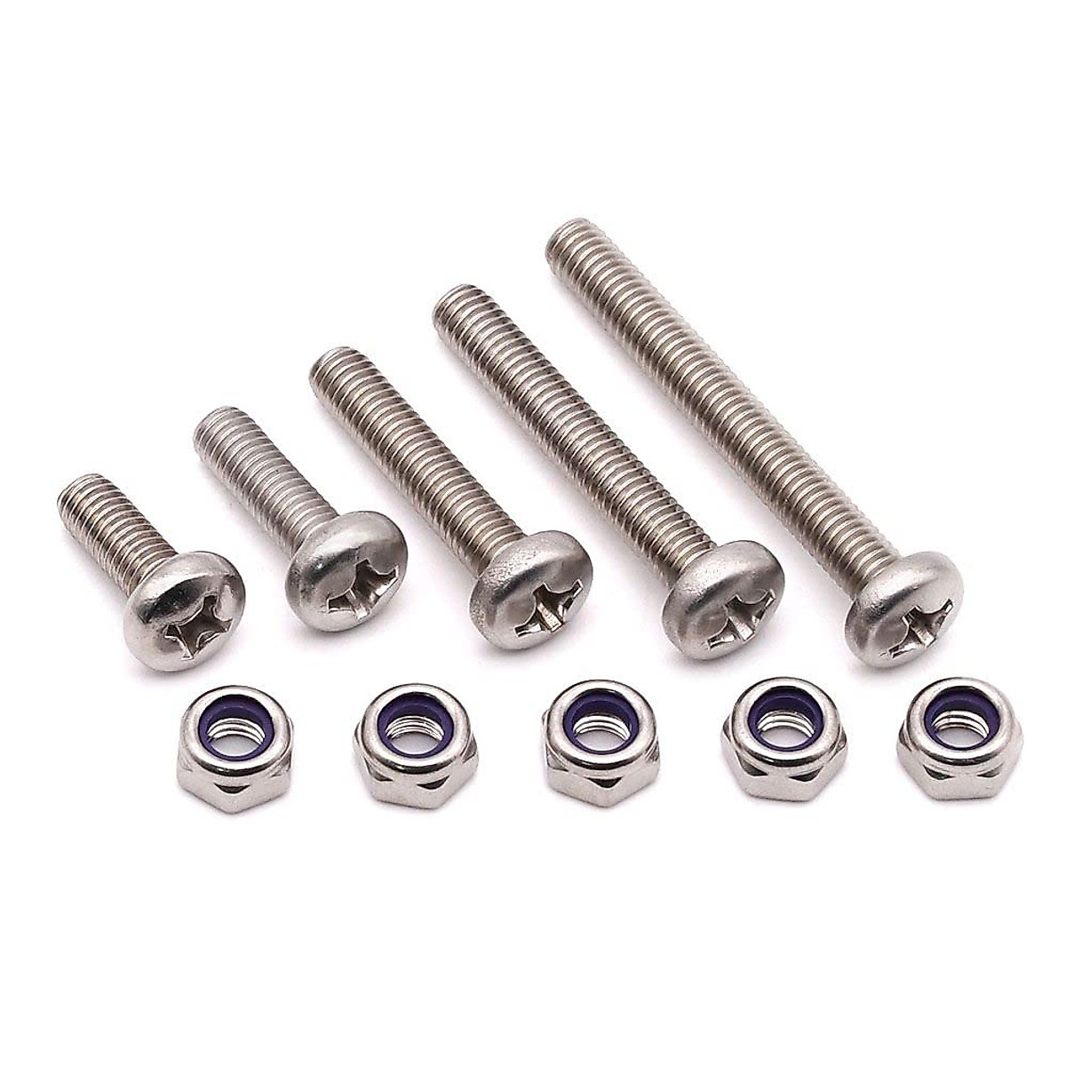 M6-1.0 x 30mm (20 Sets) Stainless Steel Pan Head Machine Screws with M6-1.0 Locknuts Hardware Assortment Kit 304 Stainless Steel