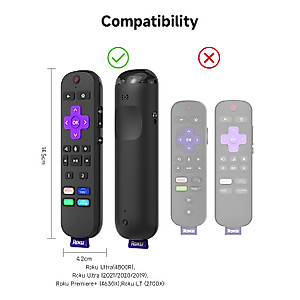 SIKAI Protective Case for ROKU Voice Remote Pro, for Roku Ultra 2020/2019 Remote, Shockproof Silicone Cover for Roku Ultra 4800R 4670R RCS01R Voice Remote Pro Anti-Lost with Loop (Black-Glow Green)